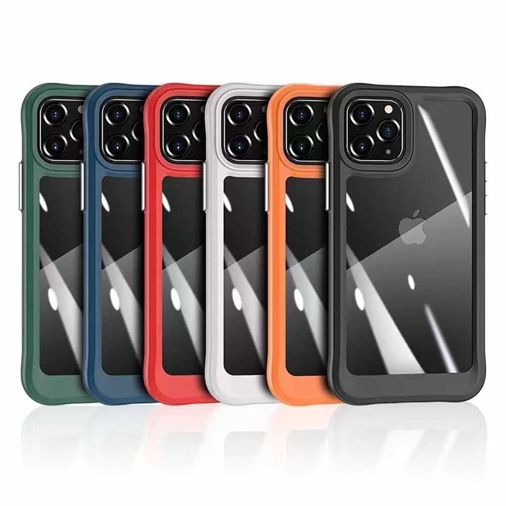 LuxuryKase Acrylic Transparent Shock Proof Armor Case For Iphone 11 12